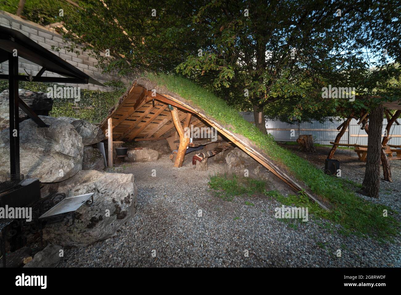 Teberda, Russia 09,07,2021. a place for recreation of people in the ...