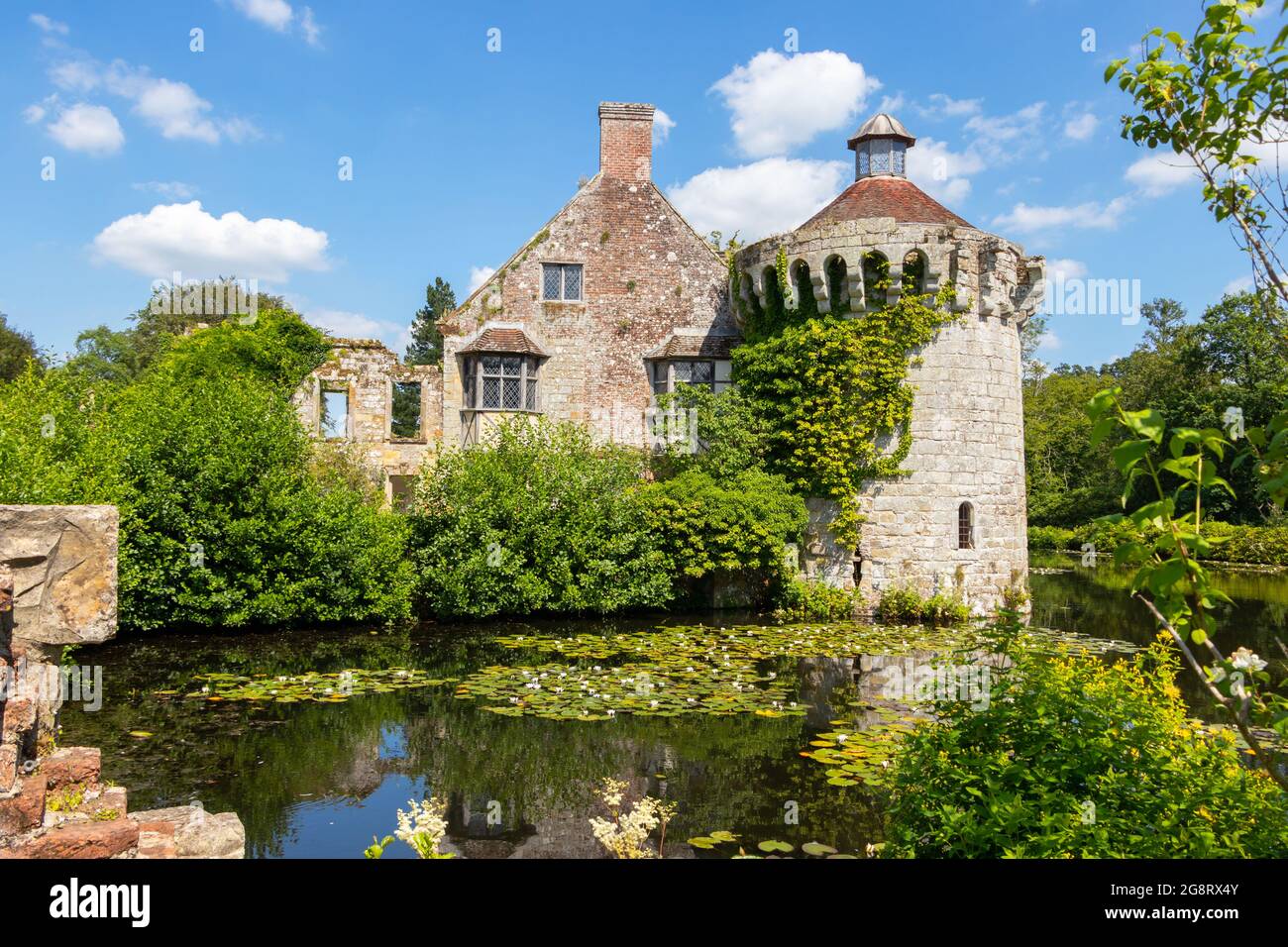 The 14th Century moated castle of Scotney castle in Kent Stock Photo ...