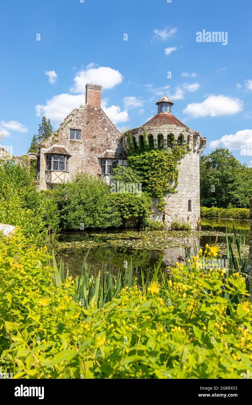 The 14th Century moated castle of Scotney castle in Kent Stock Photo ...