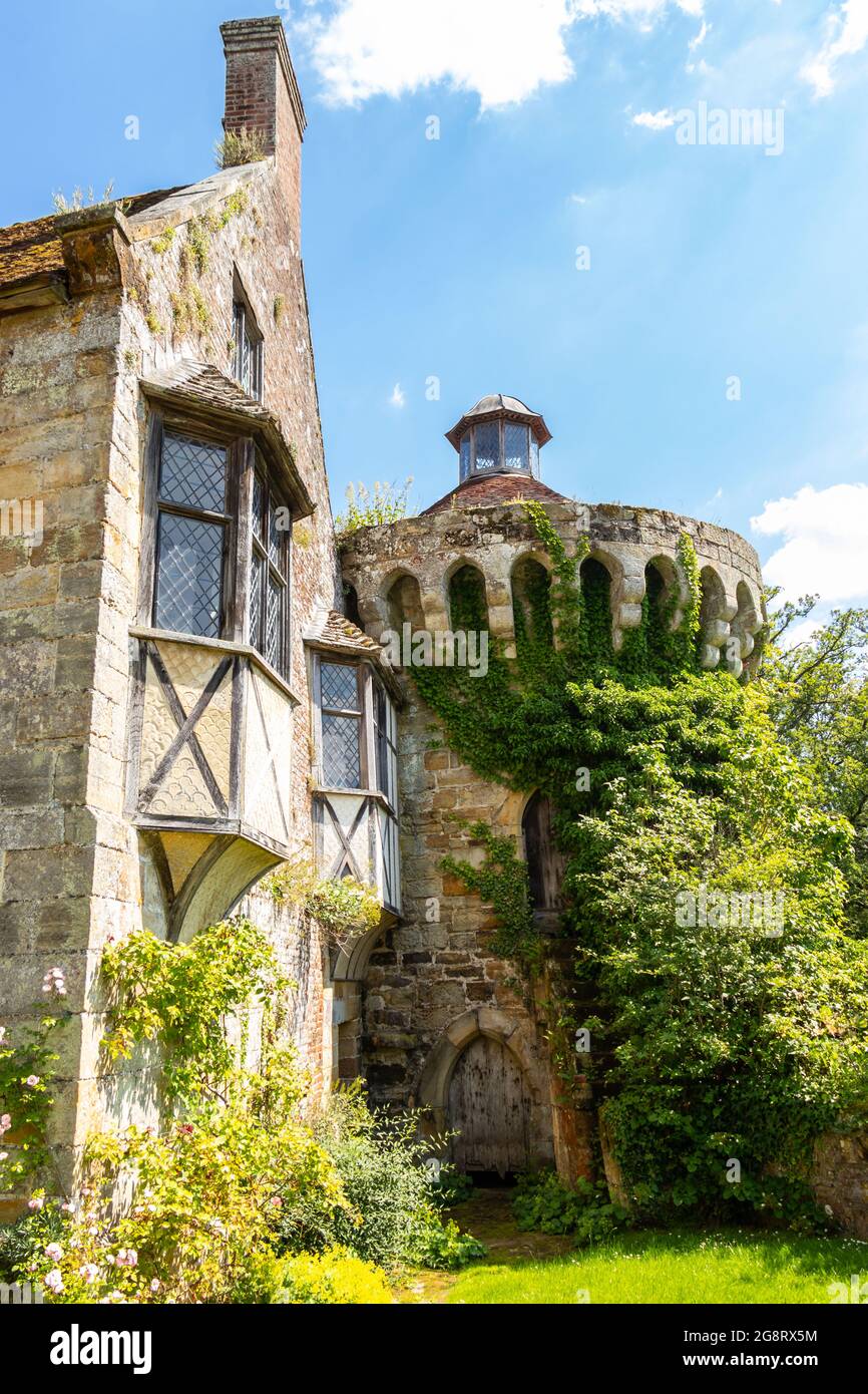 The 14th Century moated castle of Scotney castle in Kent Stock Photo ...