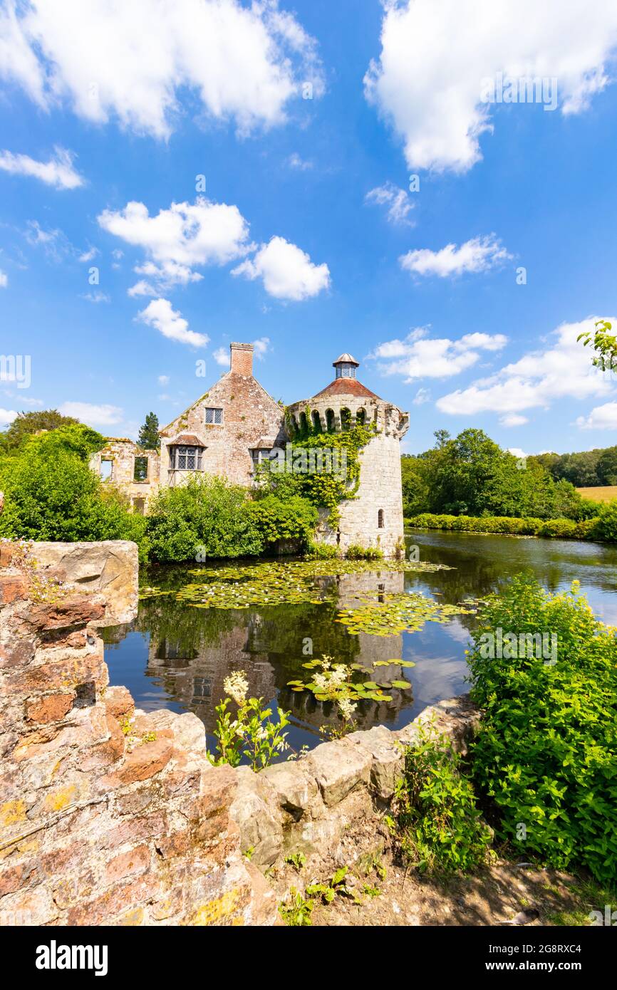 The 14th Century moated castle of Scotney castle in Kent Stock Photo ...