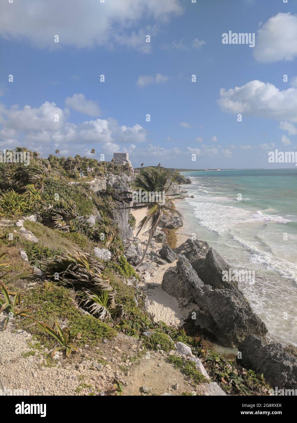 Eerie scenery of the ocean waves by the cliff in Punta Sur, Mexico ...