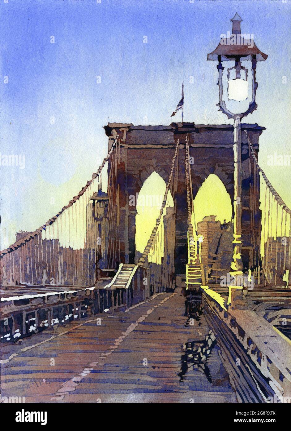 Brooklyn bridge watercolor hi-res stock photography and images - Alamy