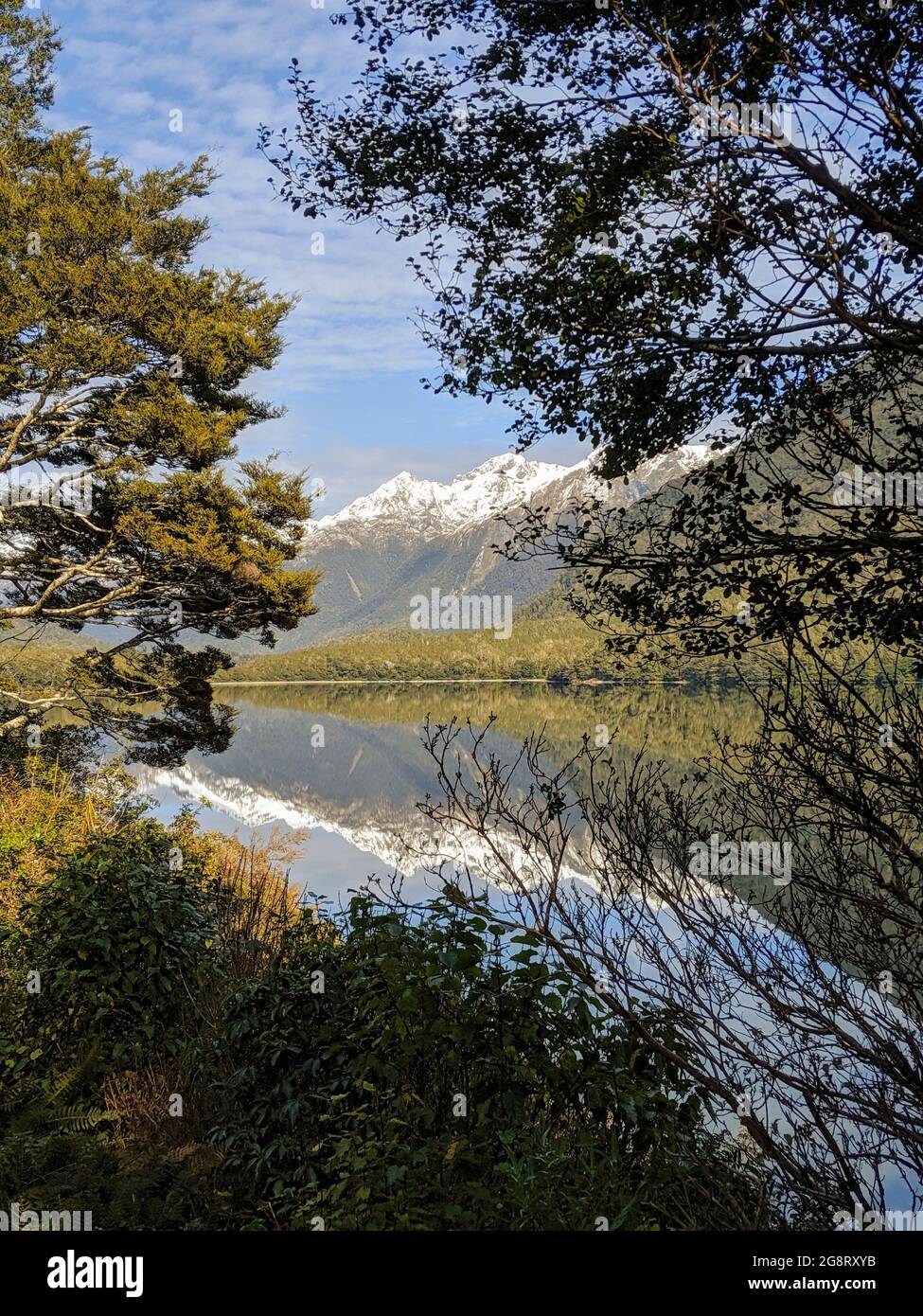 Beautiful lake behind the trees Stock Photo - Alamy