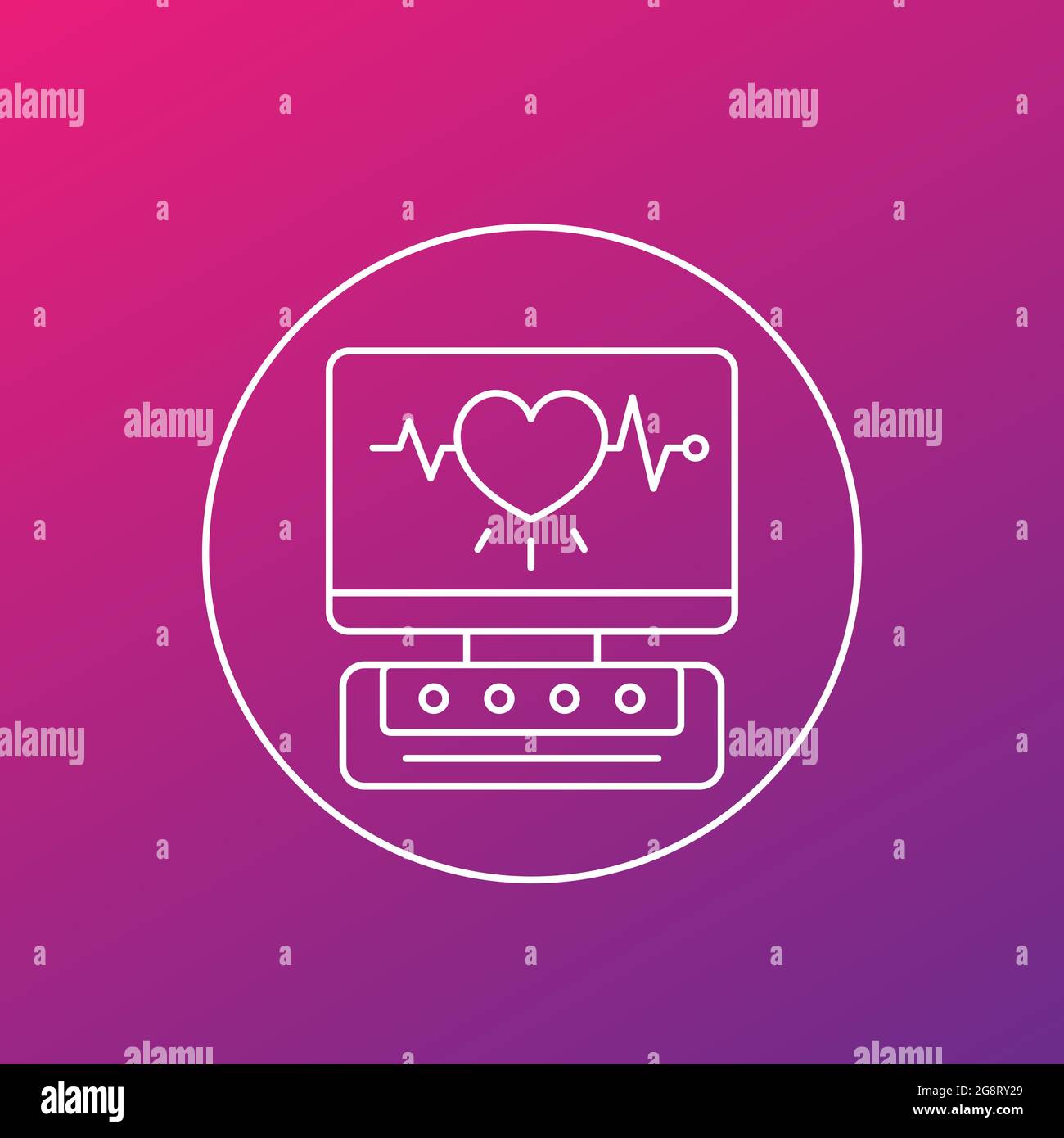 ecg machine, heart diagnostics line vector icon Stock Vector Image ...