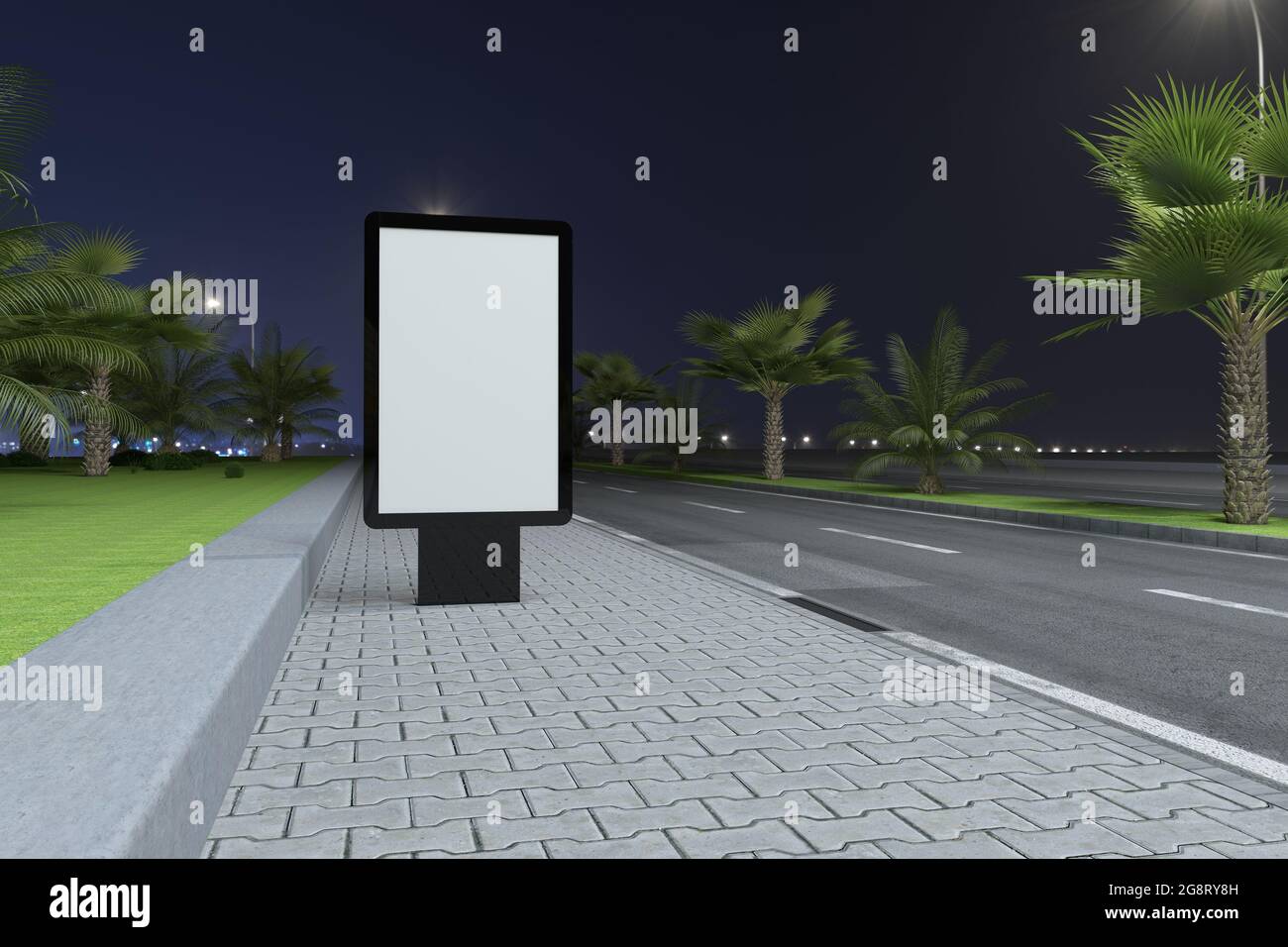 Illustration of a billboard with a white screen on the street Stock ...