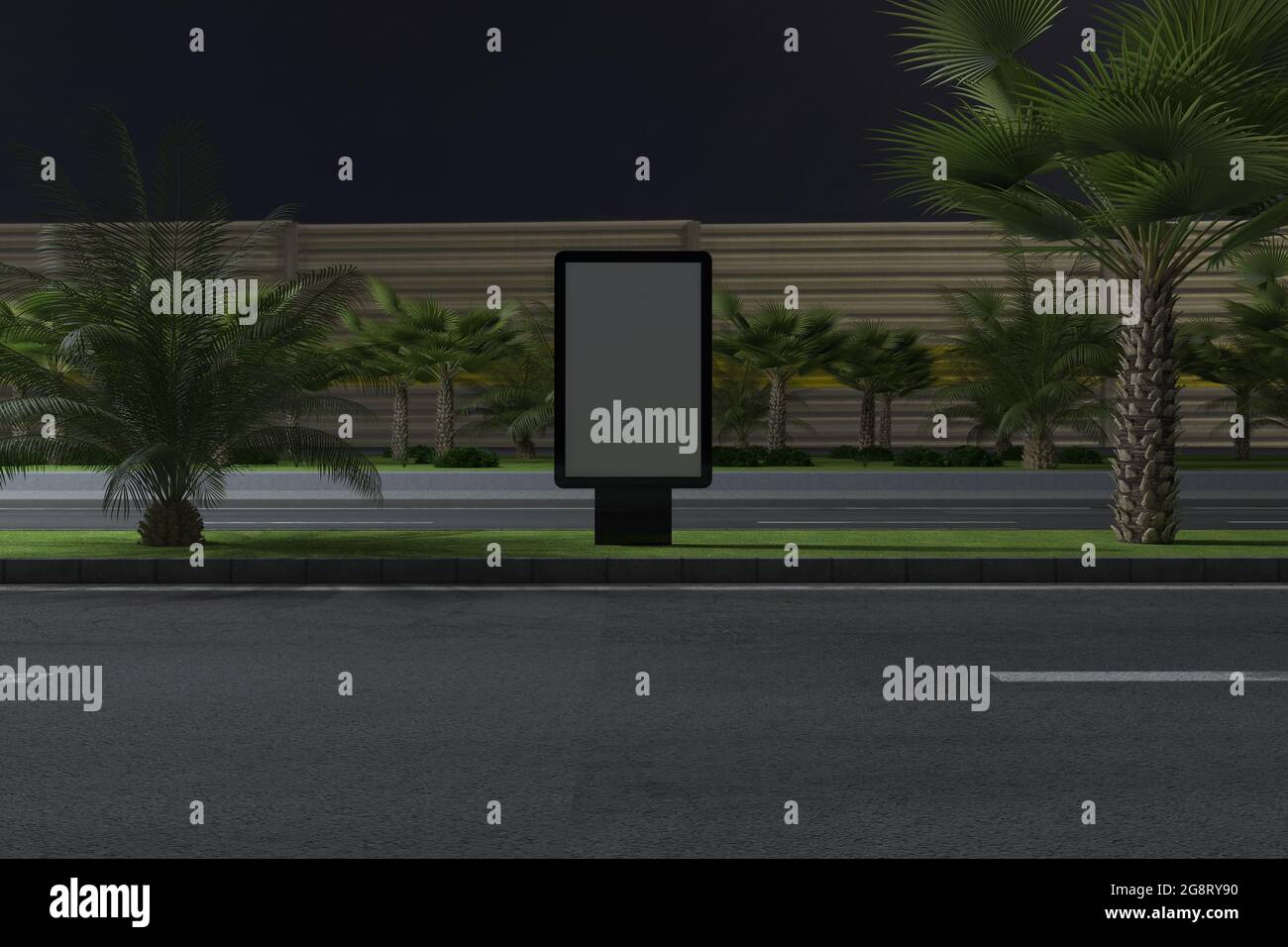 Illustration of a billboard with a white screen on the street Stock ...