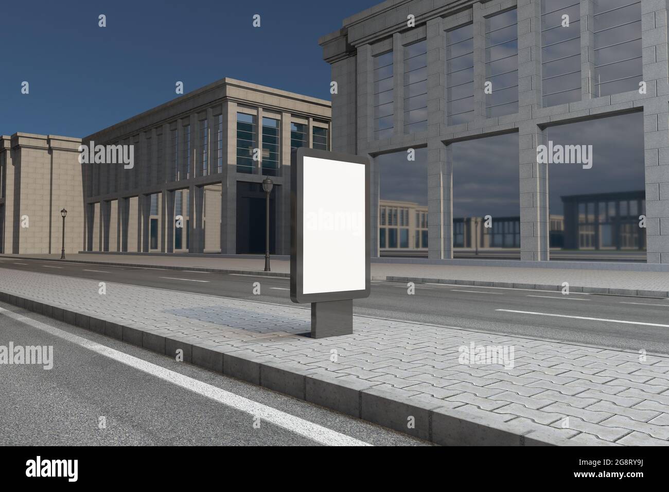 Illustration of a billboard with a white screen on the street Stock ...