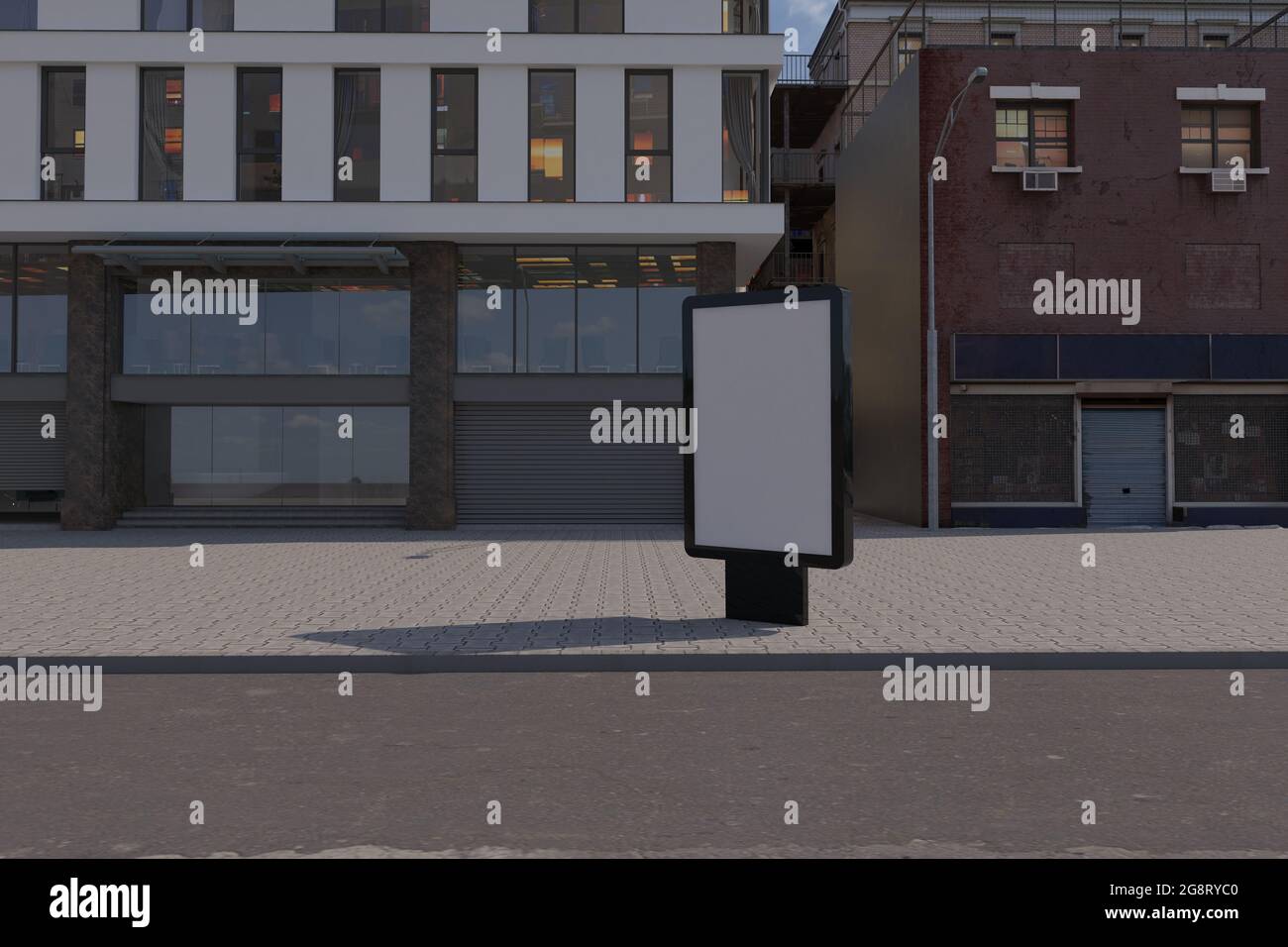 Illustration of a billboard with a white screen on the street Stock ...