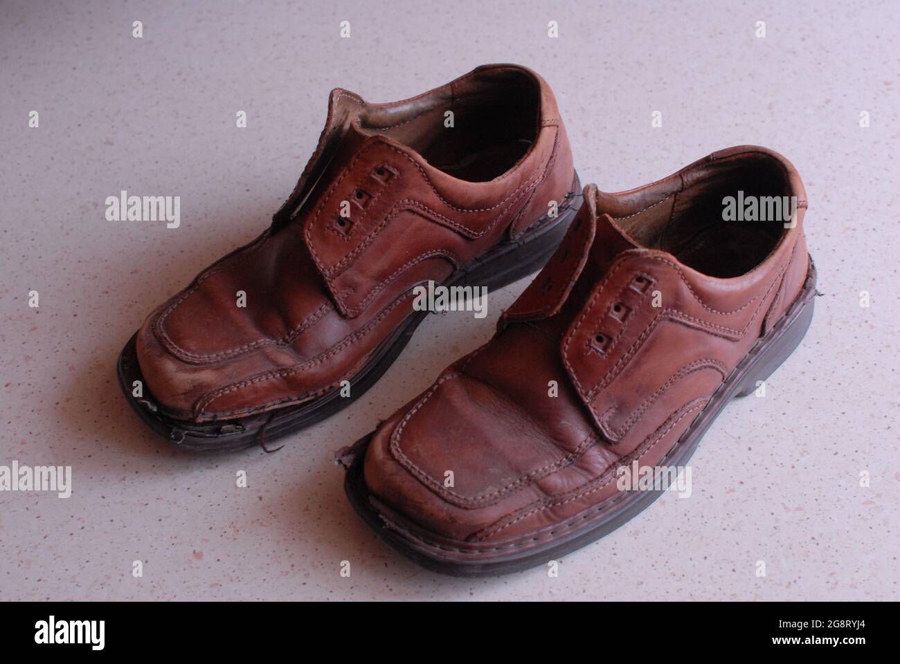 Old shoes, holes in shoes and roses, roses, christmas tree Stock Photo ...