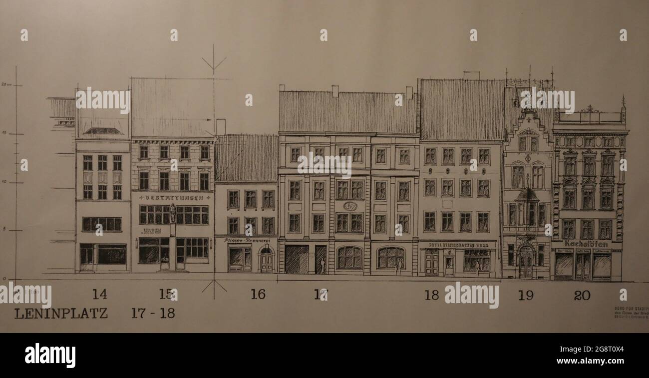 DDR Skizze Görlitz Obermarkt Leninplatz Stock Photo - Alamy