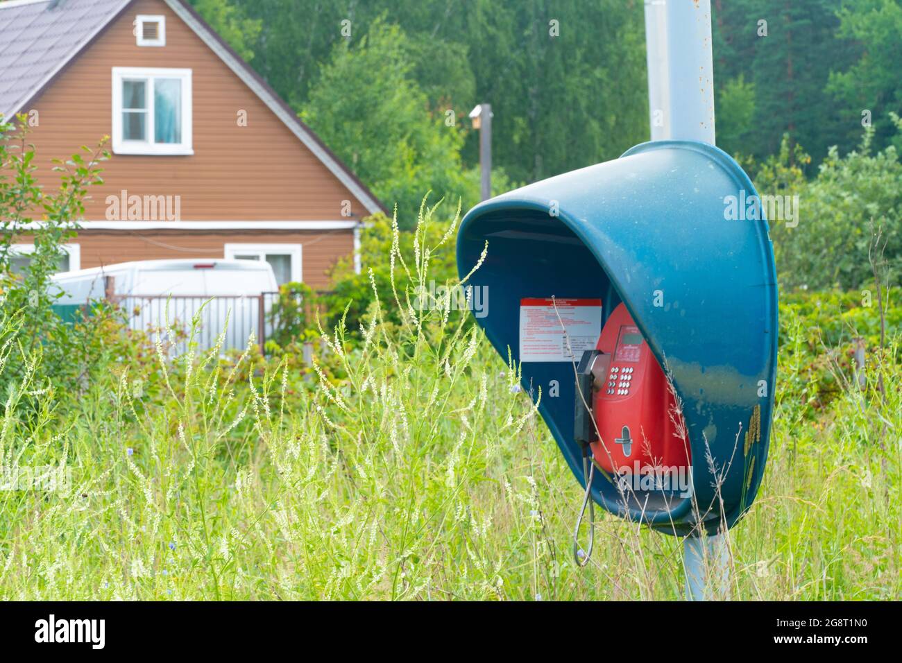 Telephone communication wired in the village 2021 Stock Photo - Alamy