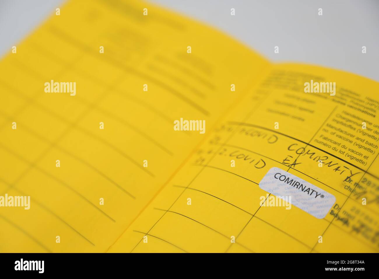 Record for SARS-CoV-2 Covid-19 coronavirus immunization, side in the ...