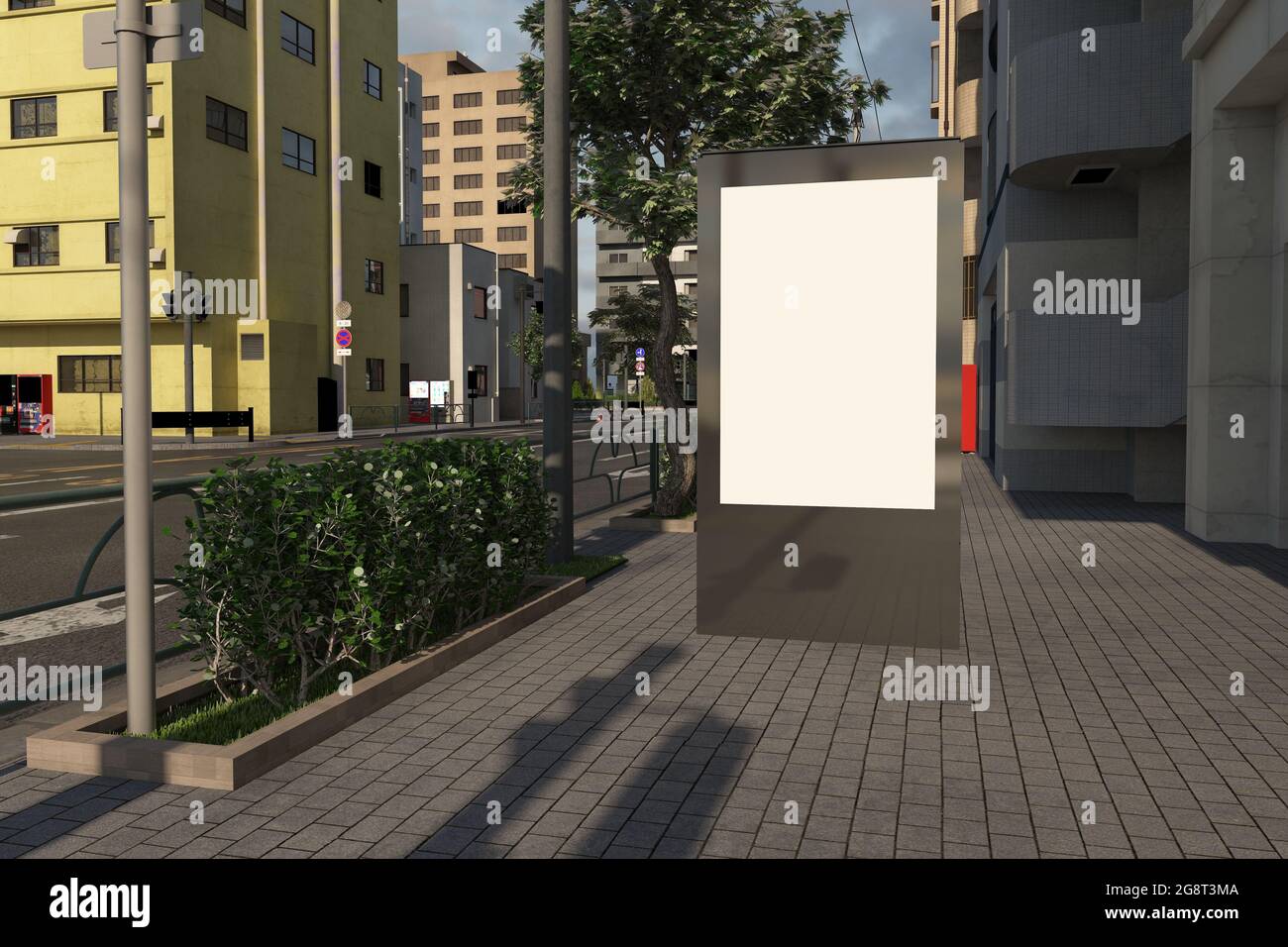 Illustration of a billboard with a white screen on the street Stock ...