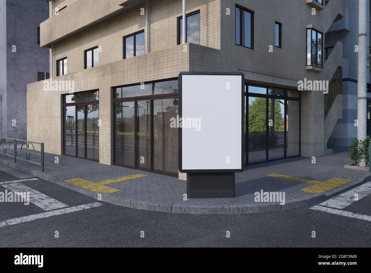 Illustration of a billboard with a white screen on the street Stock ...