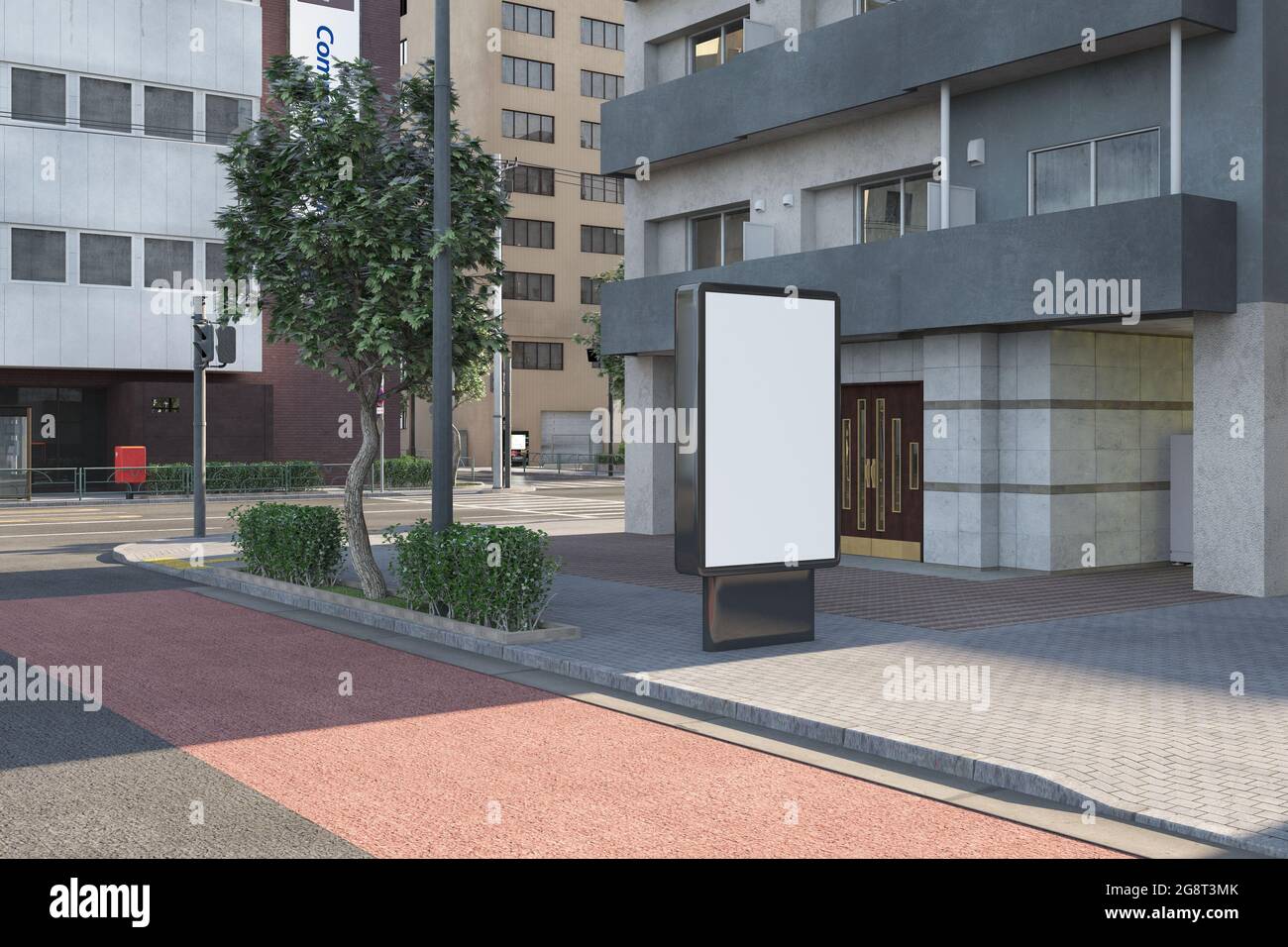 Illustration of a billboard with a white screen on the street Stock ...