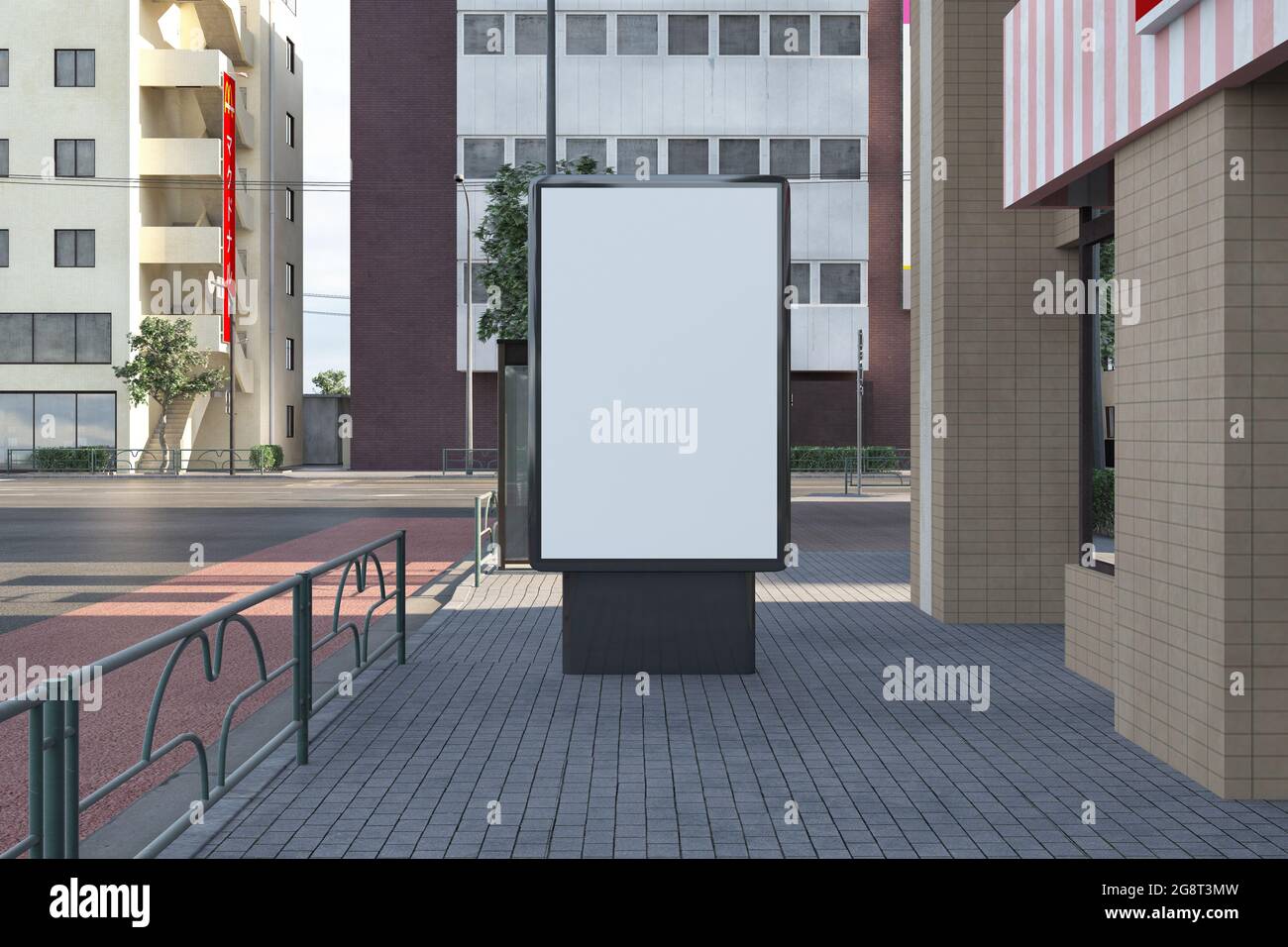 Illustration of a billboard with a white screen on the street Stock ...