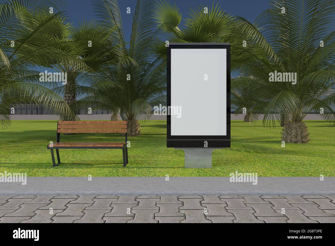 Illustration of a billboard with a white screen on the street Stock ...