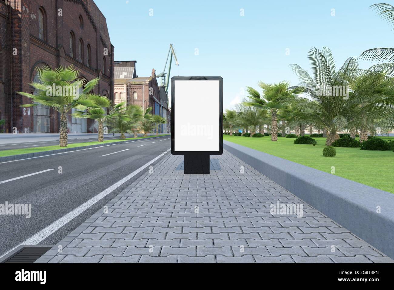 Illustration of a billboard with a white screen on the street Stock ...