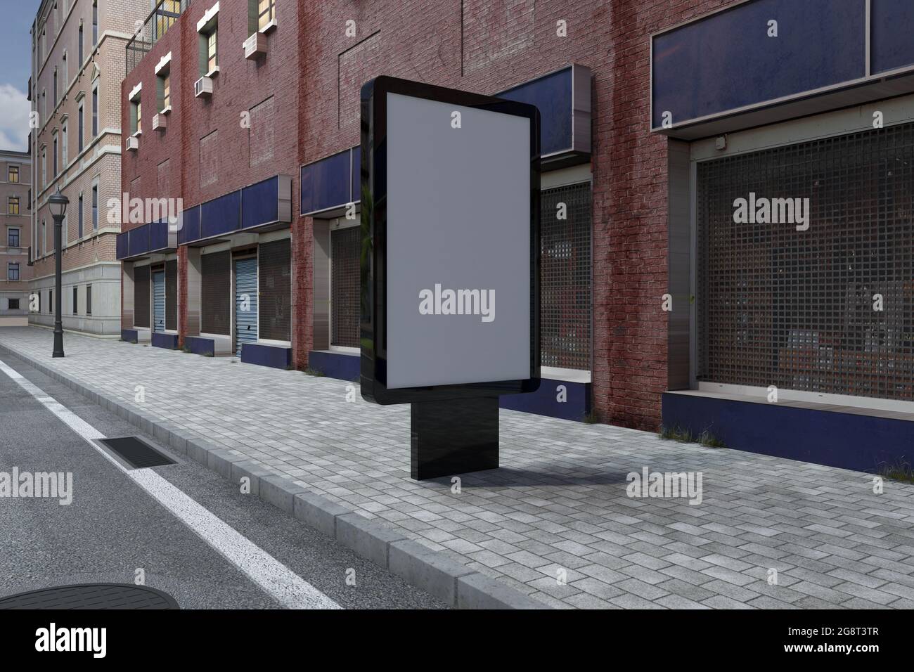 Illustration of a billboard with a white screen on the street Stock ...