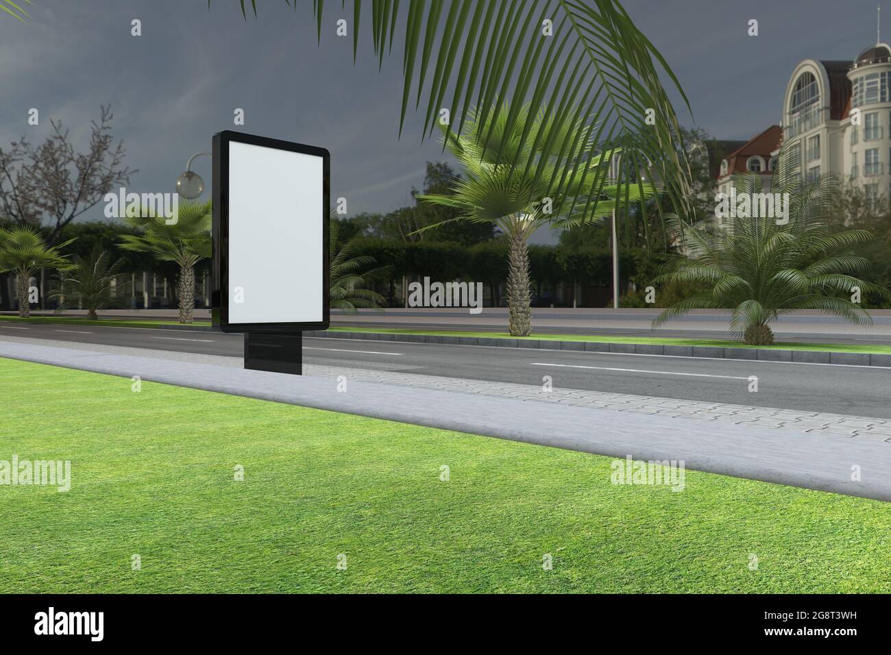 Illustration of a billboard with a white screen on the street Stock ...