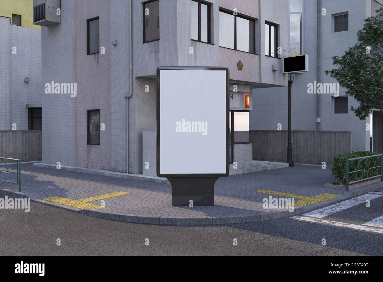 Illustration of a billboard with a white screen on the street Stock ...