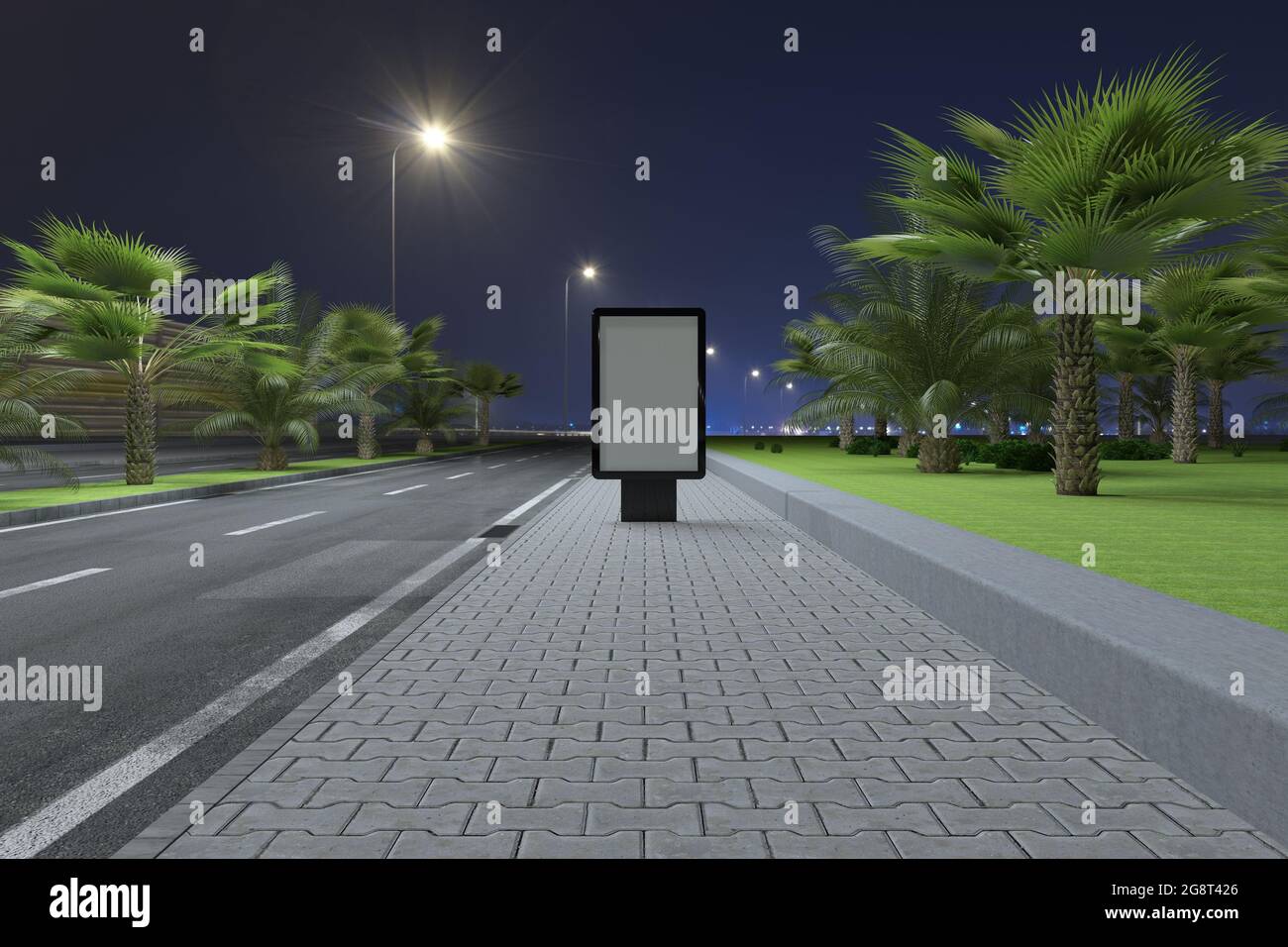 Illustration of a billboard with a white screen on the street Stock ...