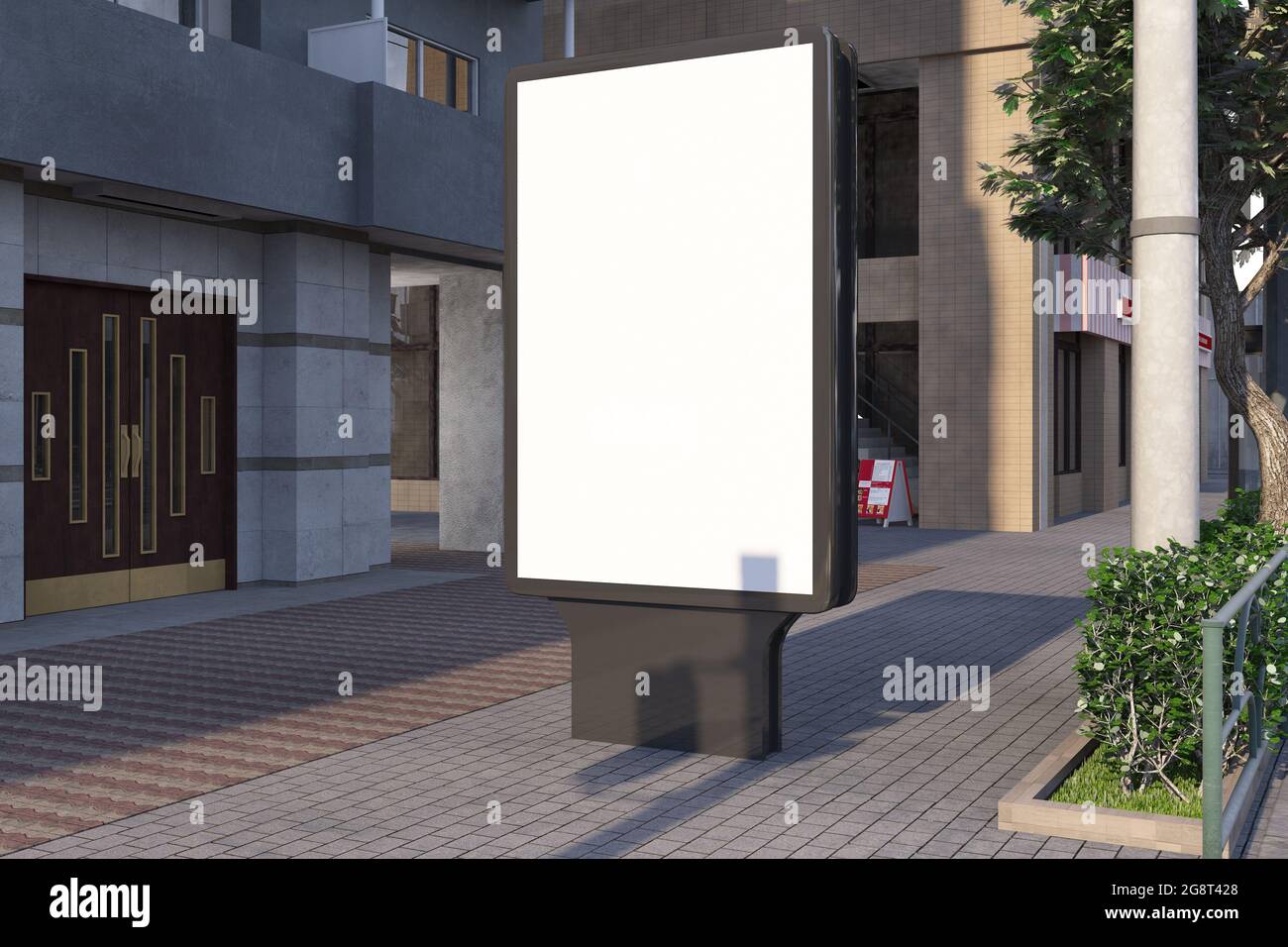 Illustration of a billboard with a white screen on the street Stock ...