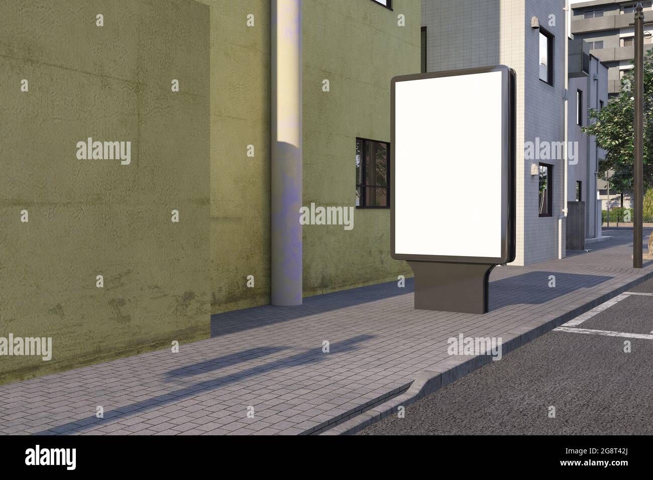 Illustration of a billboard with a white screen on the street Stock ...