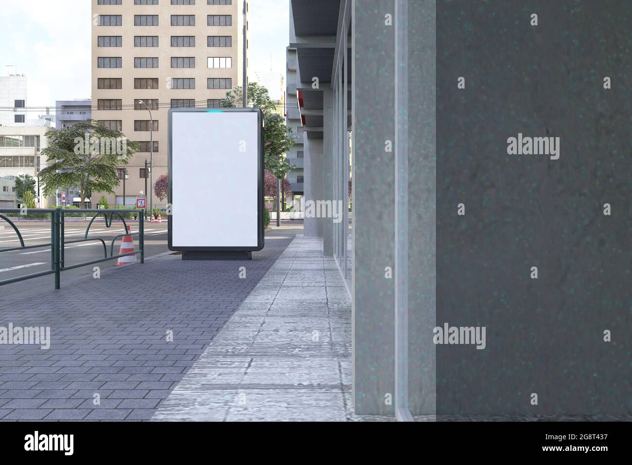 Illustration of a billboard with a white screen on the street Stock ...