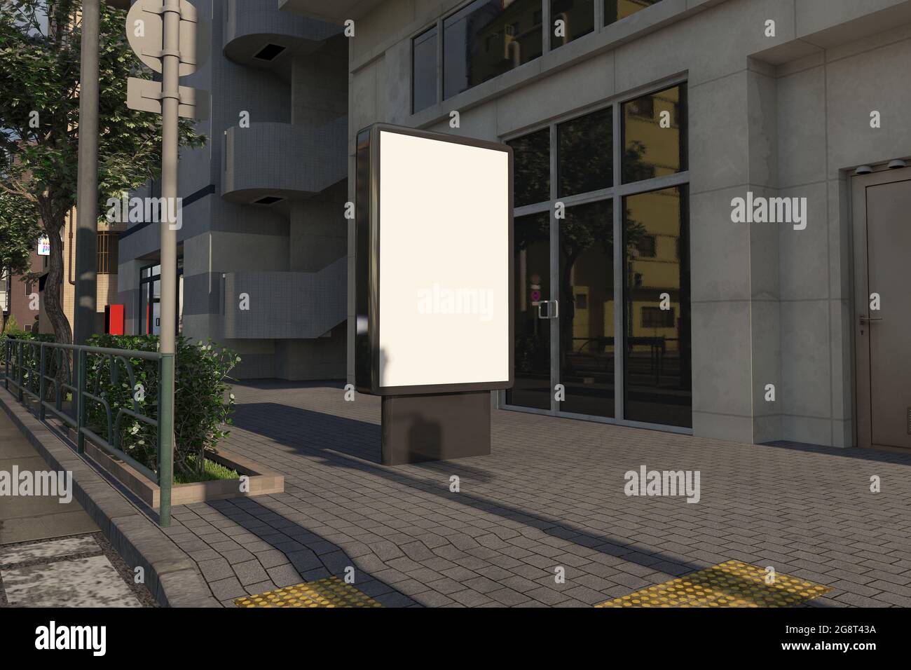 Illustration of a billboard with a white screen on the street Stock ...