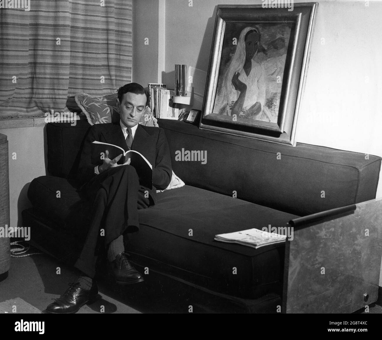 British Film Director DAVID LEAN candid portrait at his Piccadilly Flat ...
