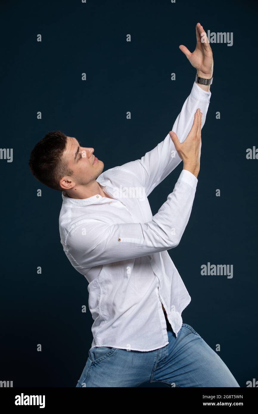 Side View Boy Standing Stone High Resolution Stock Photography and ...