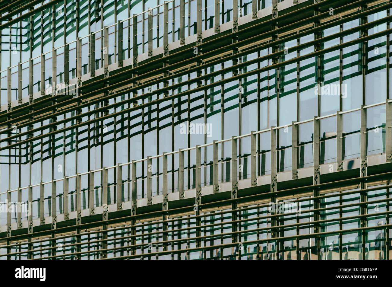 Beautiful view of the front facade of a modern building with glass ...