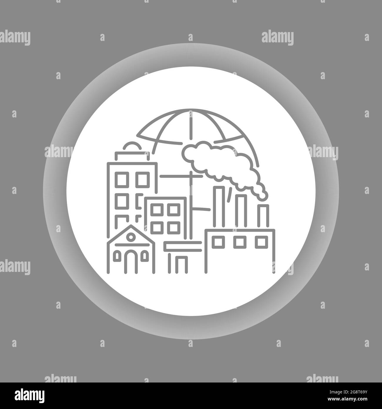 Urban sprawl color button icon. Urbanization. Expansion of ...