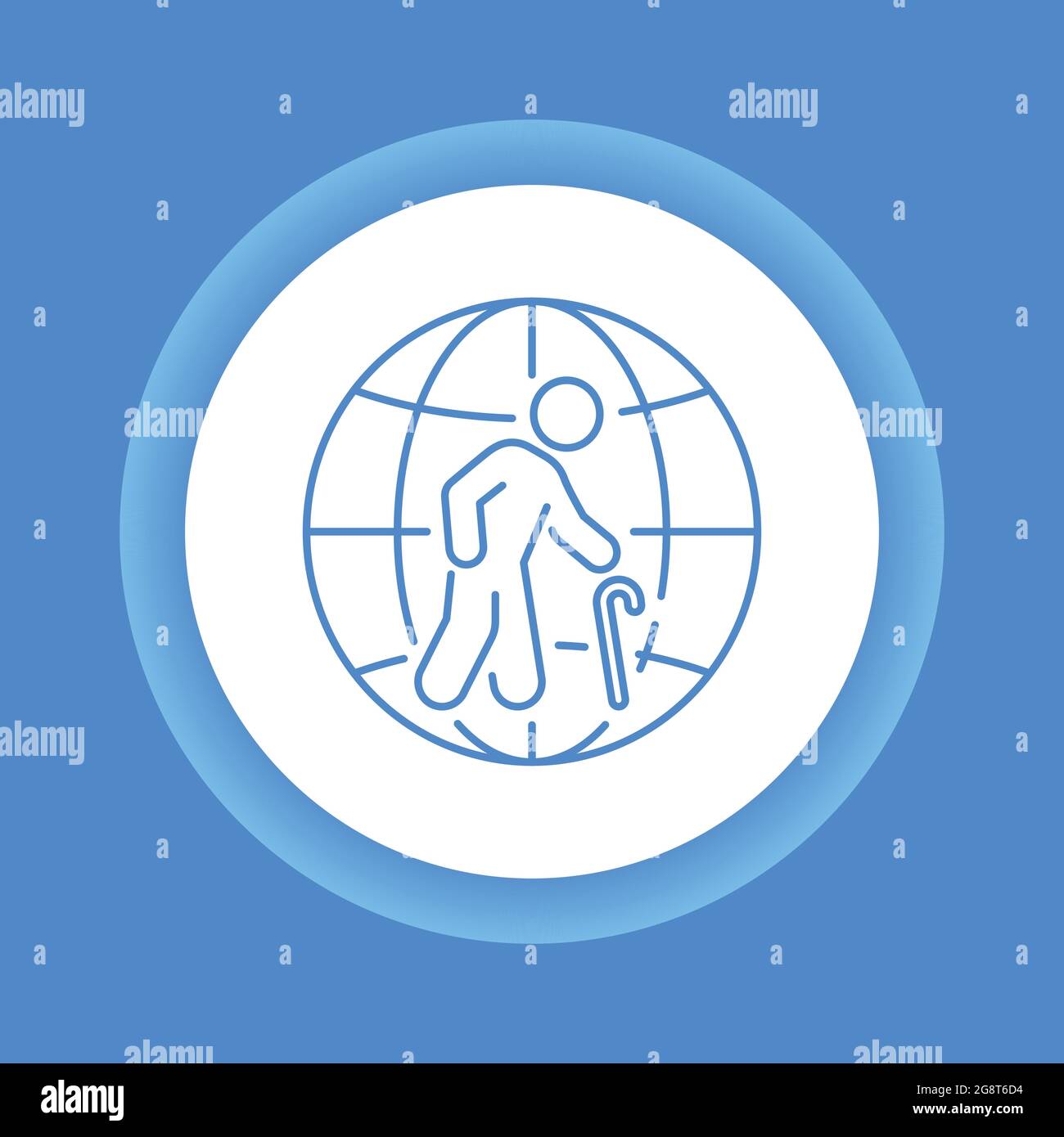 Population ageing color button icon. Eco problems. Isolated vector ...