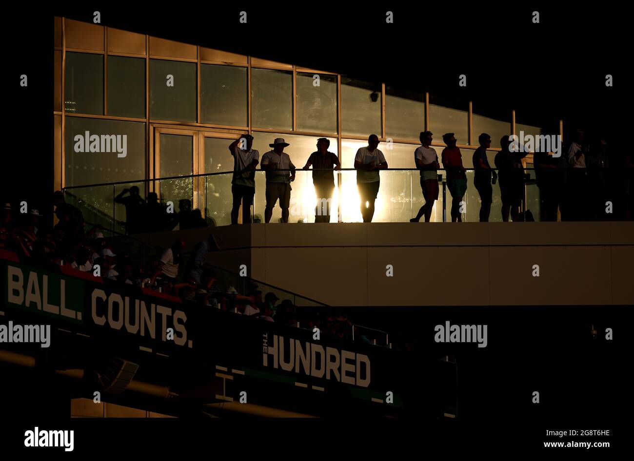 Spectators watch the action during The Hundred match at The Kia Oval ...