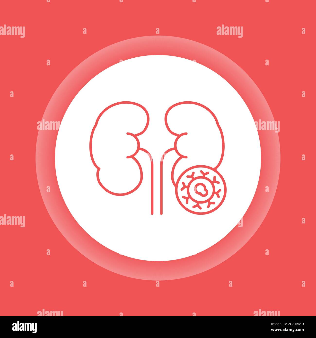 Kidney cancer color button icon. Oncology. Isolated vector element ...