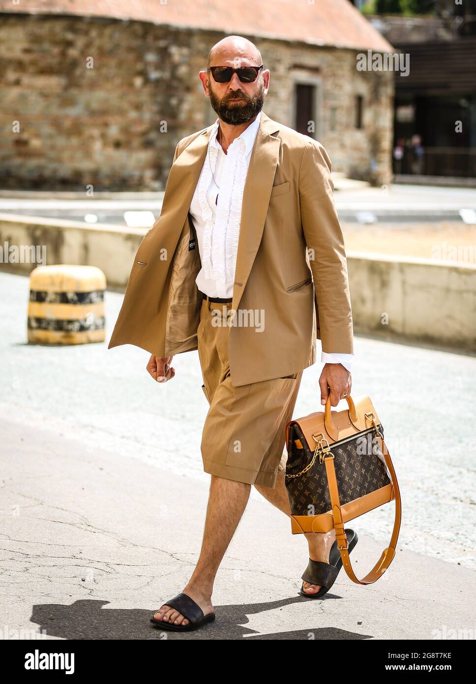 FLORENCE, Italy- July 1 2021: Antonello Cocca on the street in Florence ...