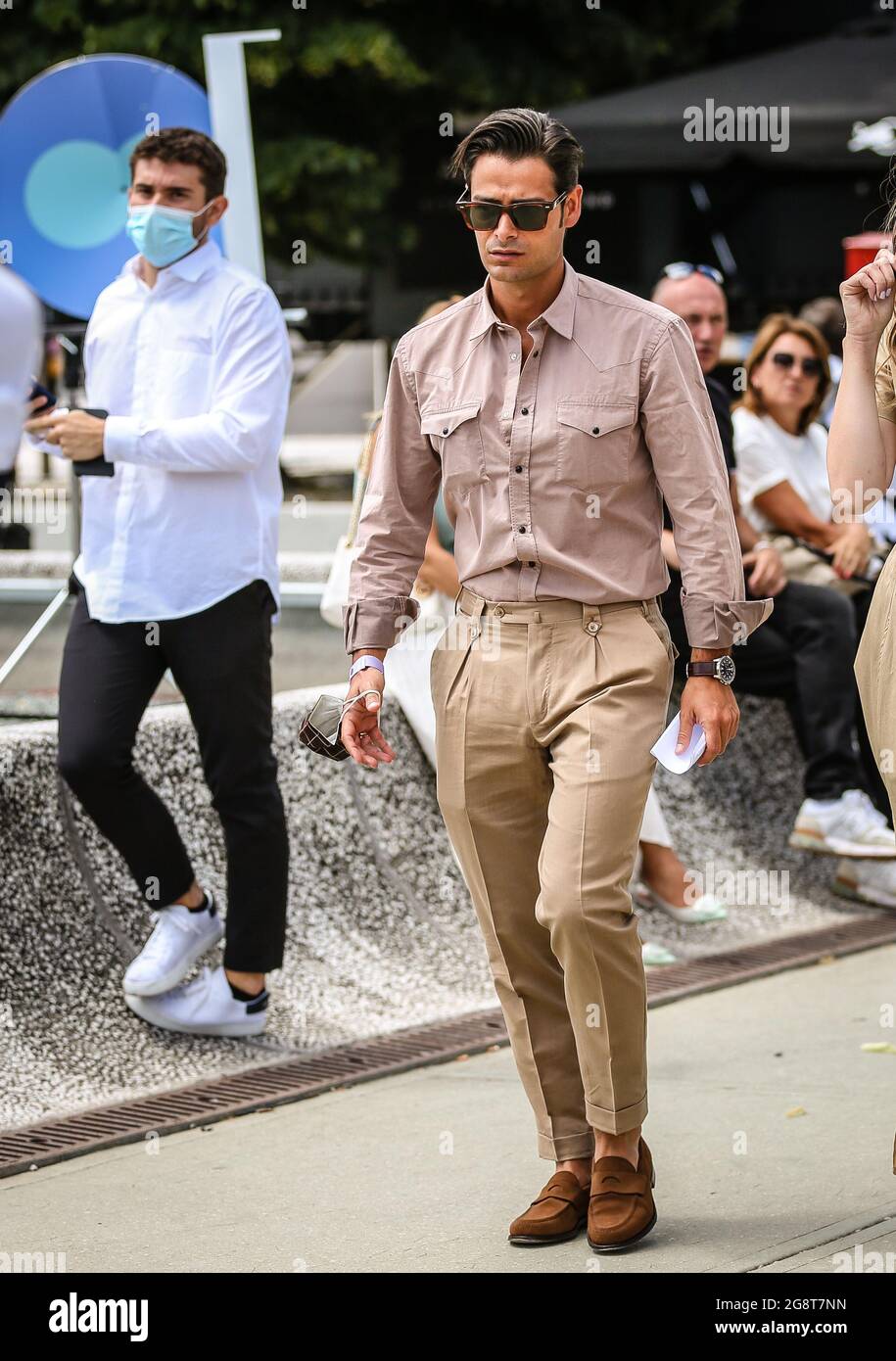 FLORENCE, Italy- July 1 2021: Frank Gallucci on the street in Florence ...