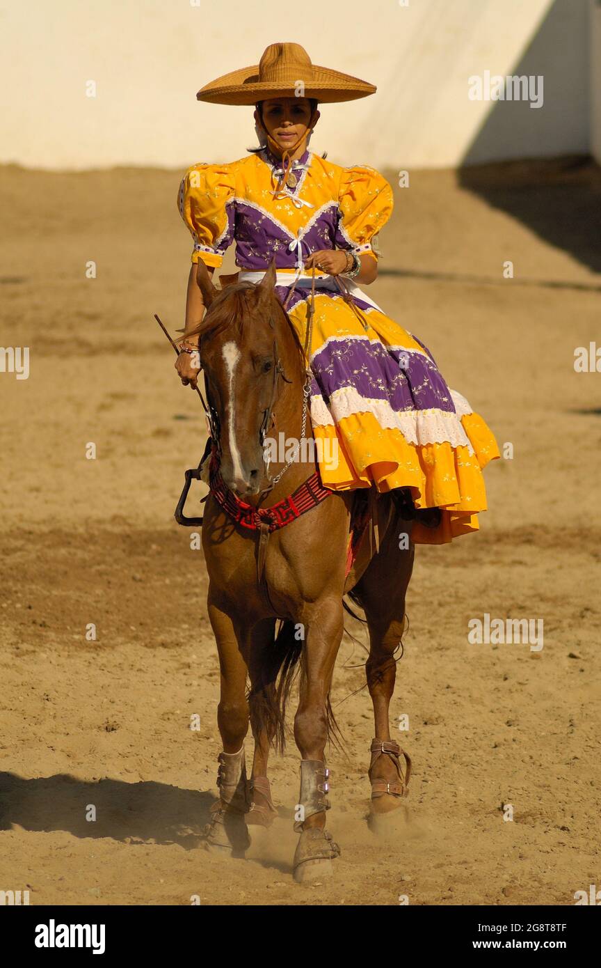 March 18, 2017- Merida, Yucatan, Mexico. "Escaramuza" competition at a ...