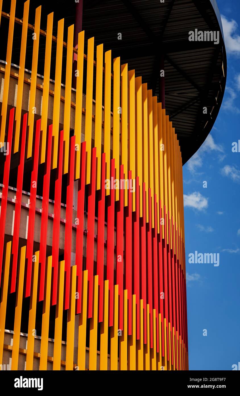 view of steel industrial building made of metallic exterior. concept of ...