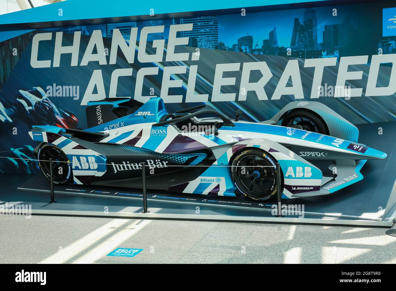 London, UK. 21 July 2021. Julius Baer Race Car at ExCeL London ...