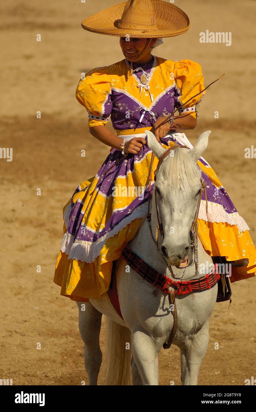 March 18, 2017- Merida, Yucatan, Mexico. "Escaramuza" competition at a ...