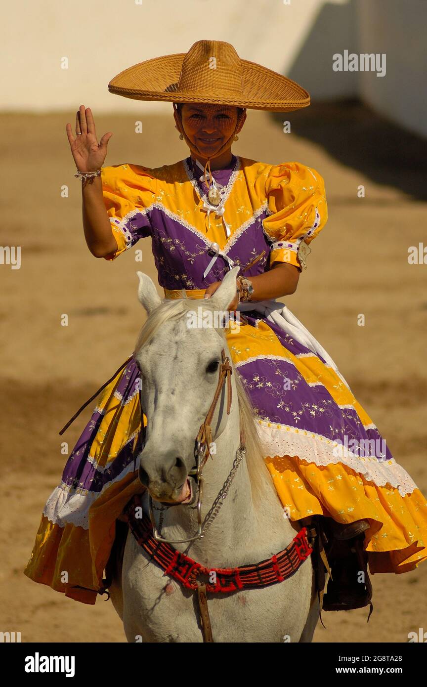 March 18, 2017- Merida, Yucatan, Mexico. "Escaramuza" competition at a ...