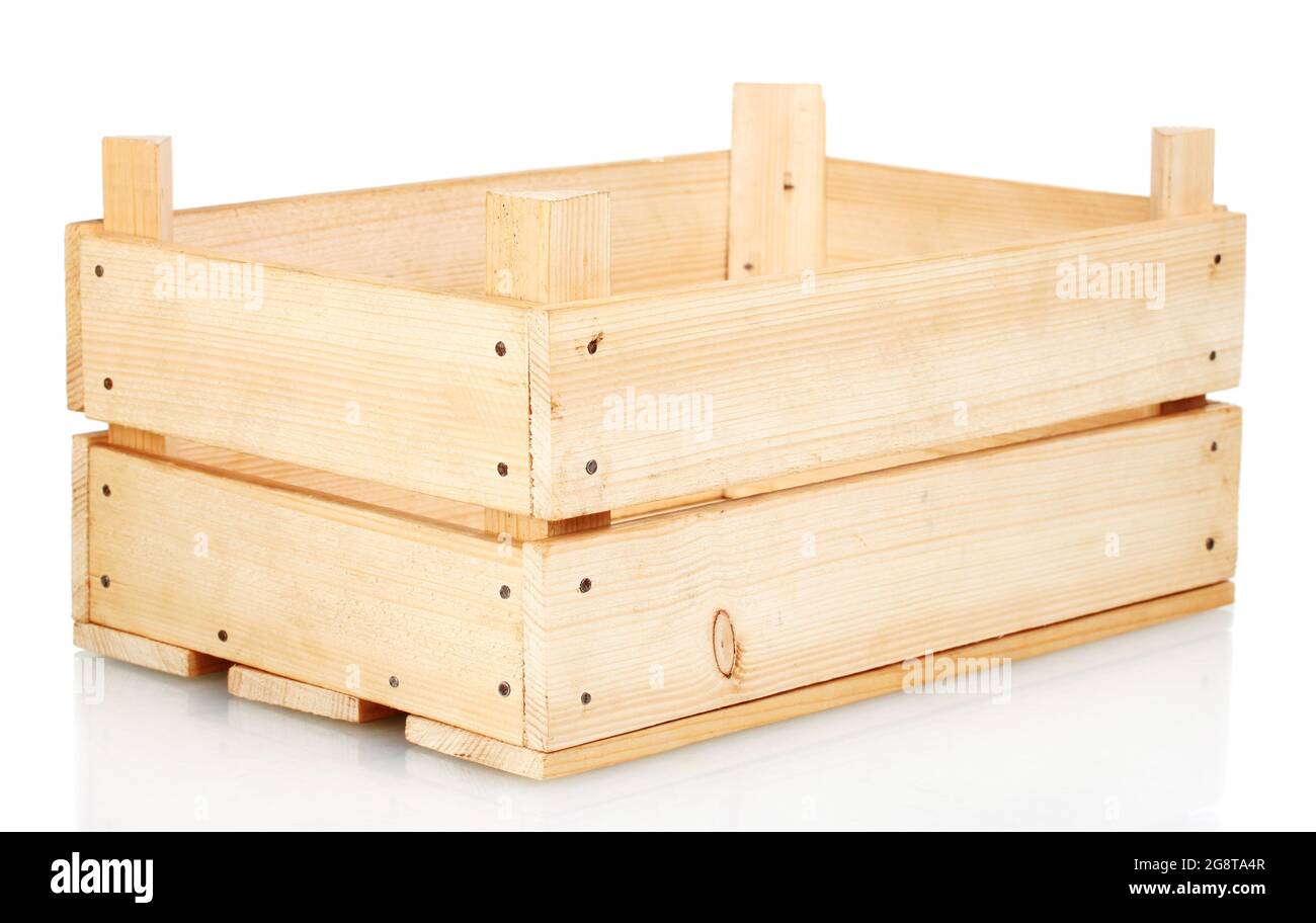 empty wooden crate isolated on white Stock Photo - Alamy