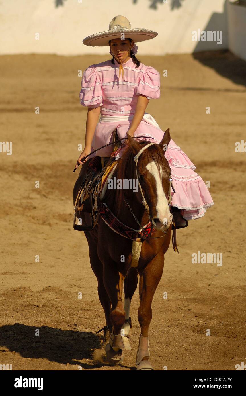 March 18, 2017- Merida, Yucatan, Mexico. "Escaramuza" competition at a ...