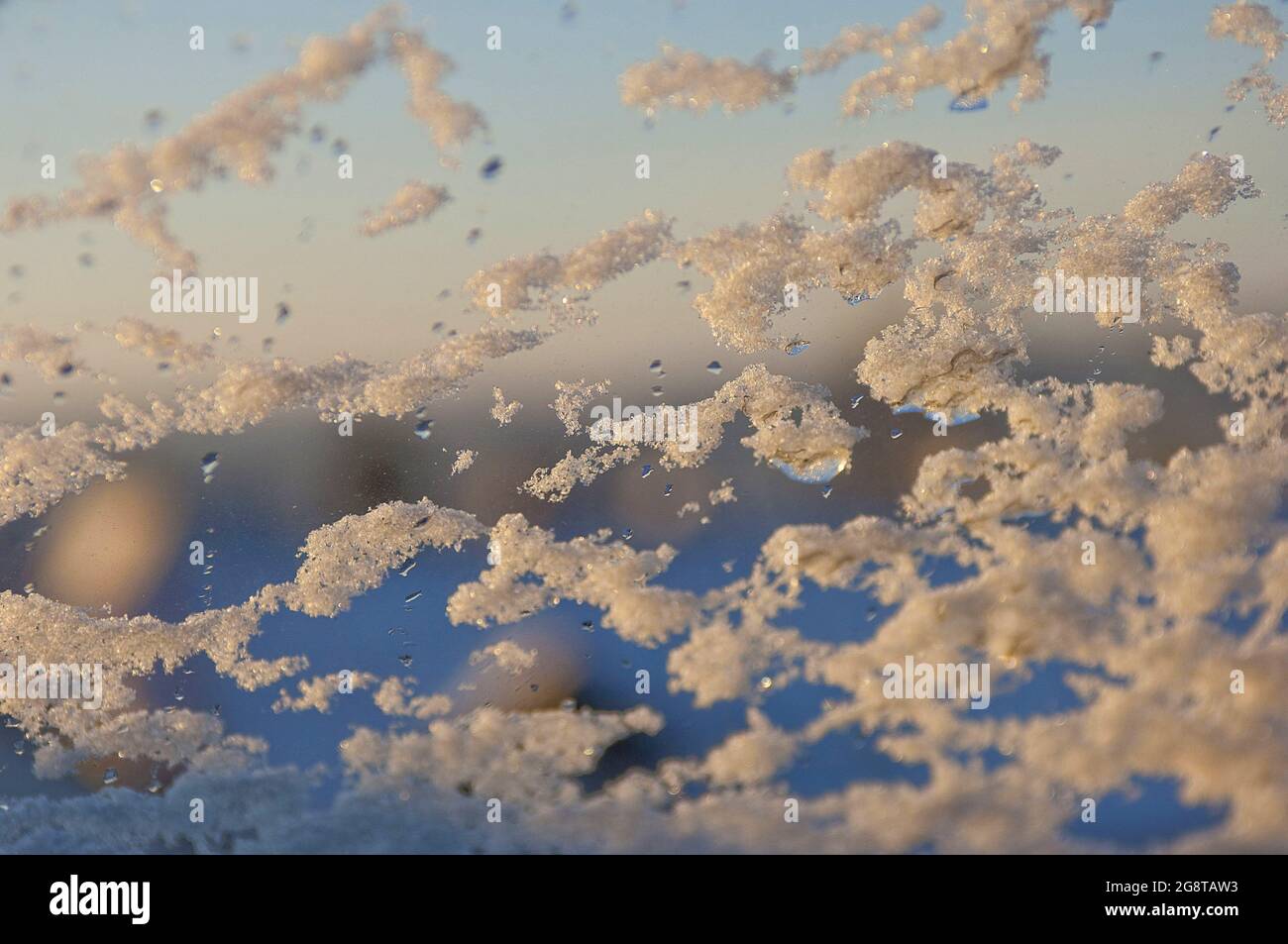 snow on a window pane, Germany Stock Photo - Alamy