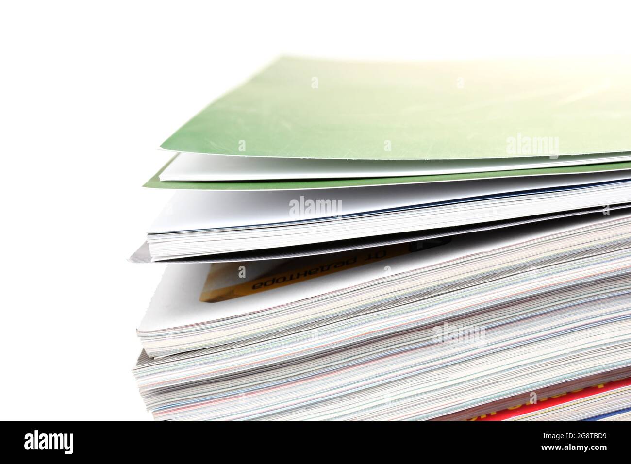 stack of magazines isolated on white Stock Photo - Alamy