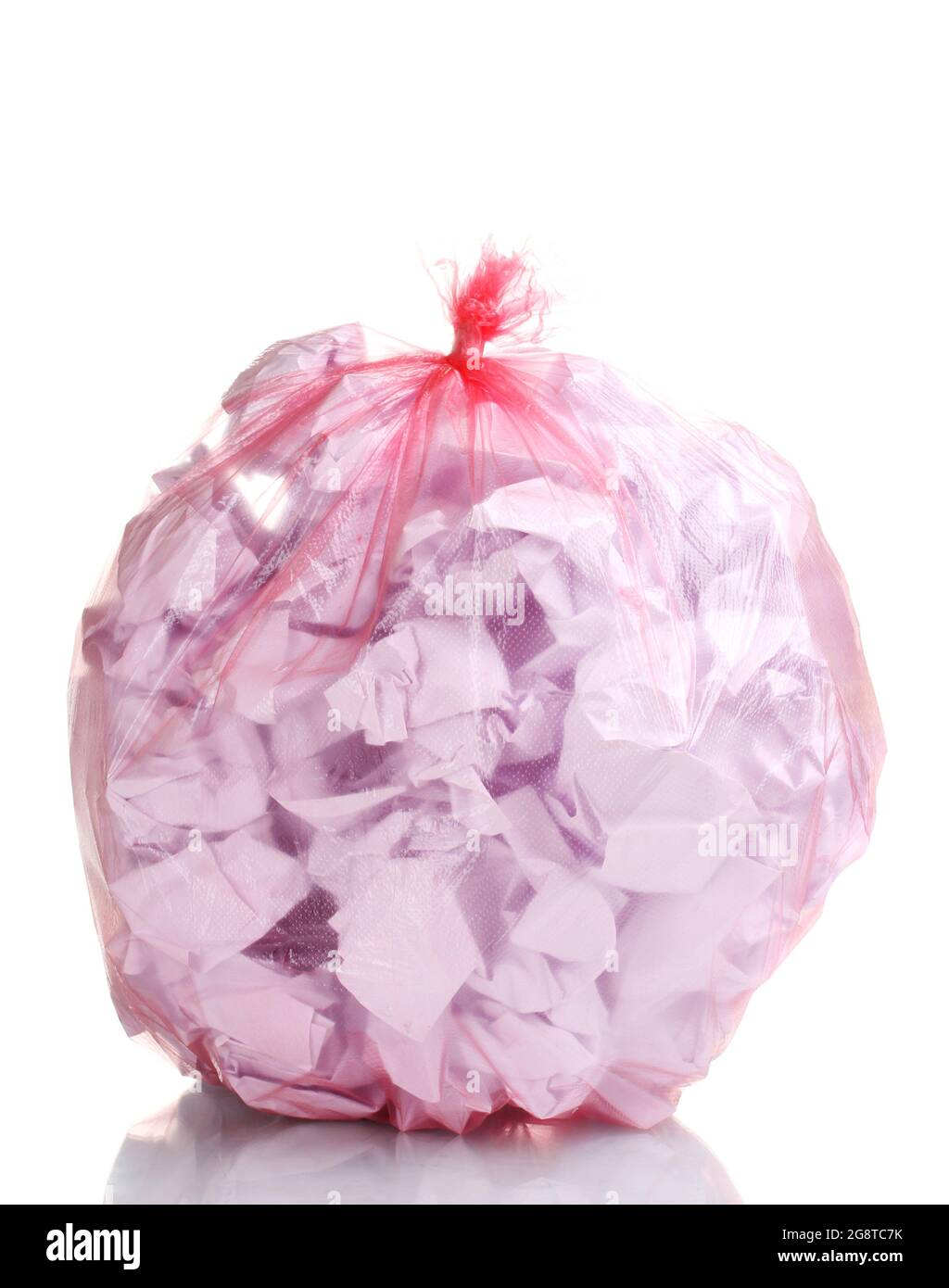 red garbage bag with trash isolated on white Stock Photo - Alamy
